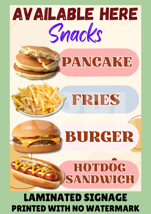 HIGH QUALITY LAMINATED SIGNAGE "AVAILABLE HERE SNACKs'' | Lazada PH