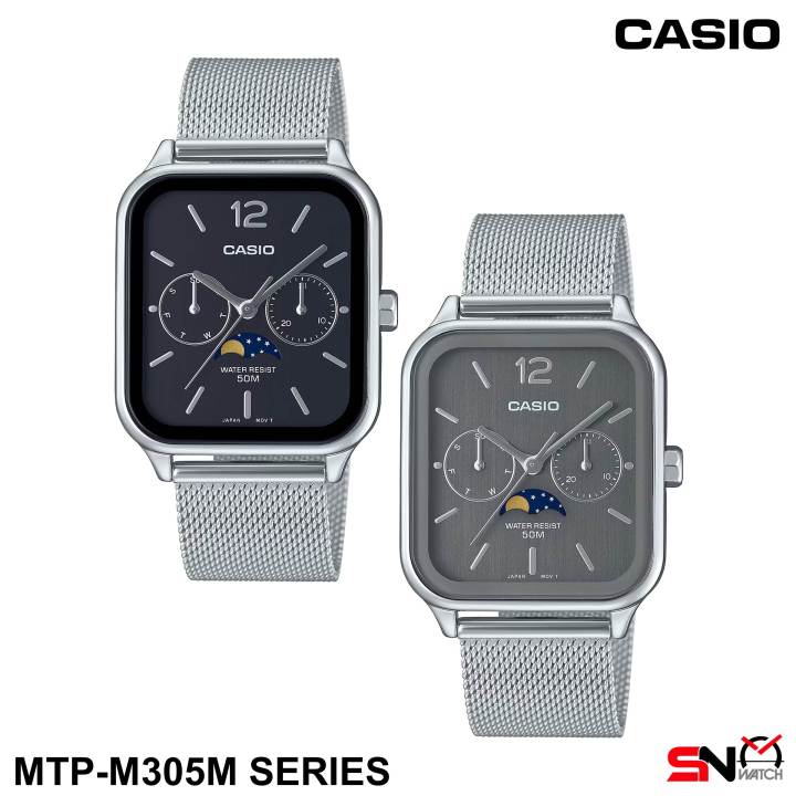 Casio MTP-M305M MTP-M305 Series Men Watch Moon Phase Display Analog ...