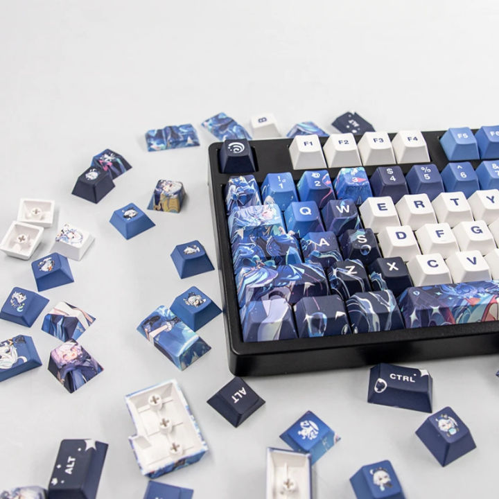 Genshin Impact Furina Cute Anime Artisan Keycaps 131keys PBT Cherry ...