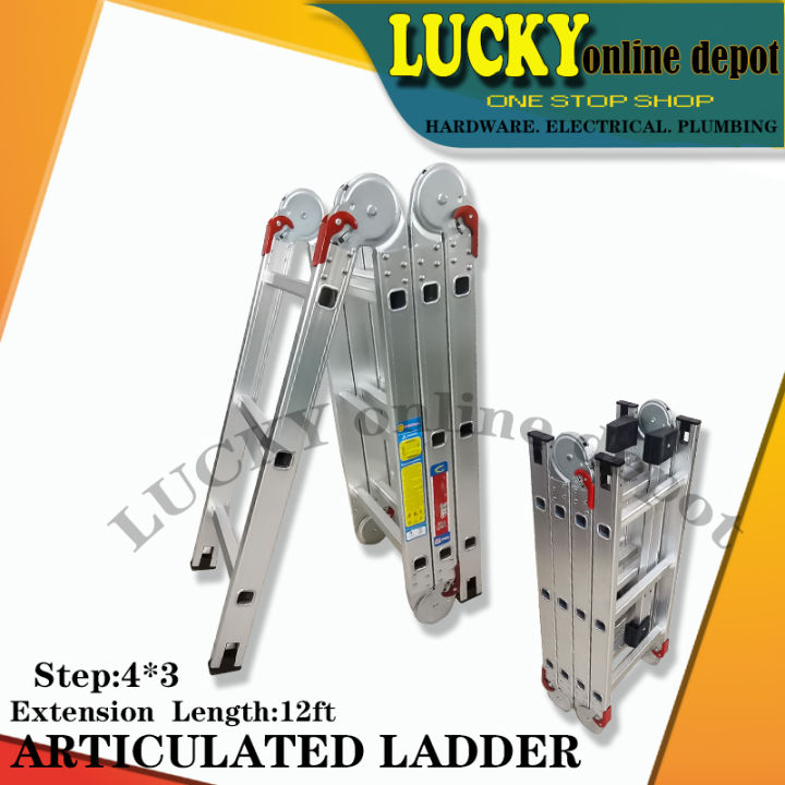 GOLDEN DRAGON ALUMINUM ARTICULATED LADDER (12 STEP 4x3 ) | Lazada PH