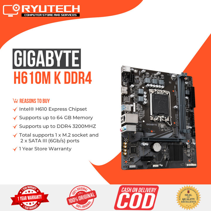 GIGABYTE H610M K DDR4 - Intel H610 Express Chipset, 64 GB Memory ...
