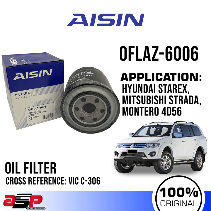 AISIN Oil Filter for Mitsubishi Montero Gen 2, Strada, L300 4D56 Engine - OFLAZ-6006 (VIC C-306 ...