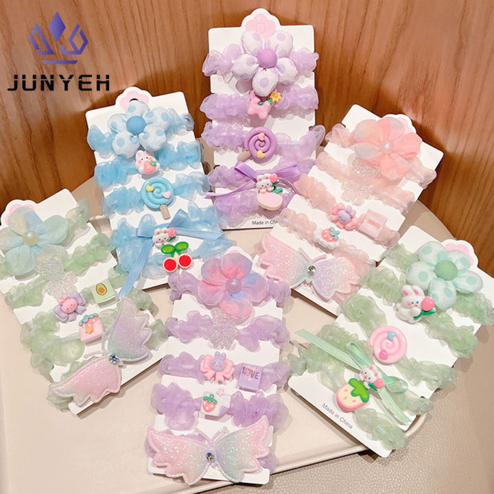 5 Pcs/set Girls' Cartoon Hair Rings Cute Baby High Horsetail Headrope ...