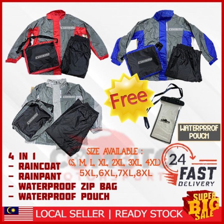 COMOTO PREMIUM QUALITY Raincoat (S TO 8XL) Rain Coat Rainsuit Baju ...