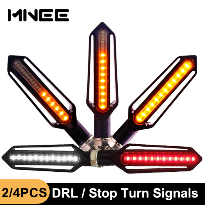 24LED Motorcycle Turn Signals Waterproof Motorcycle Flasher Light Built ...