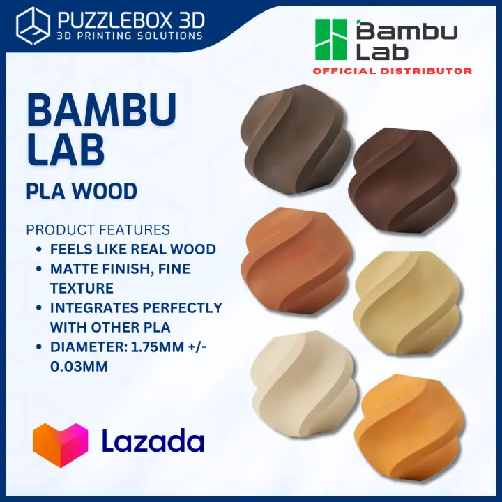 Bambu Lab PLA Wood 3D Printing Filament Natural/Wood-Like Visual and ...