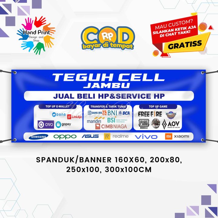 Cetak Spanduk Banner Konter Service HP MMT Spanduk Custom 300x100CM ...
