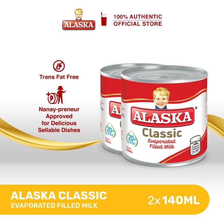 Alaska Classic Evaporated Filled Milk 140ml | Set of 2 | Lazada PH