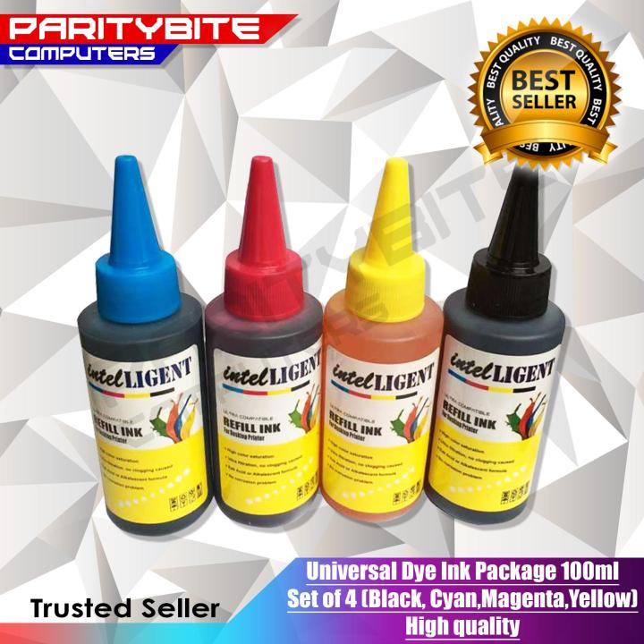 Universal Dye Ink Package 100ml Set of 4 (Black, Cyan,Magenta,Yellow ...