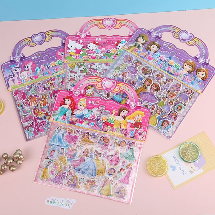 Cartoon 3D Bubble Sticker Portable Single-Layer Sticker Set Princess ...