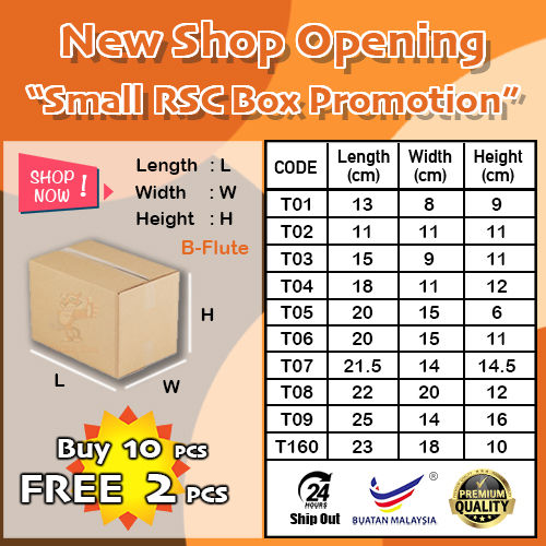 (Buy 10 Free 2) Box Small RSC Box Carton Box Karton Kotak Packing Paper ...
