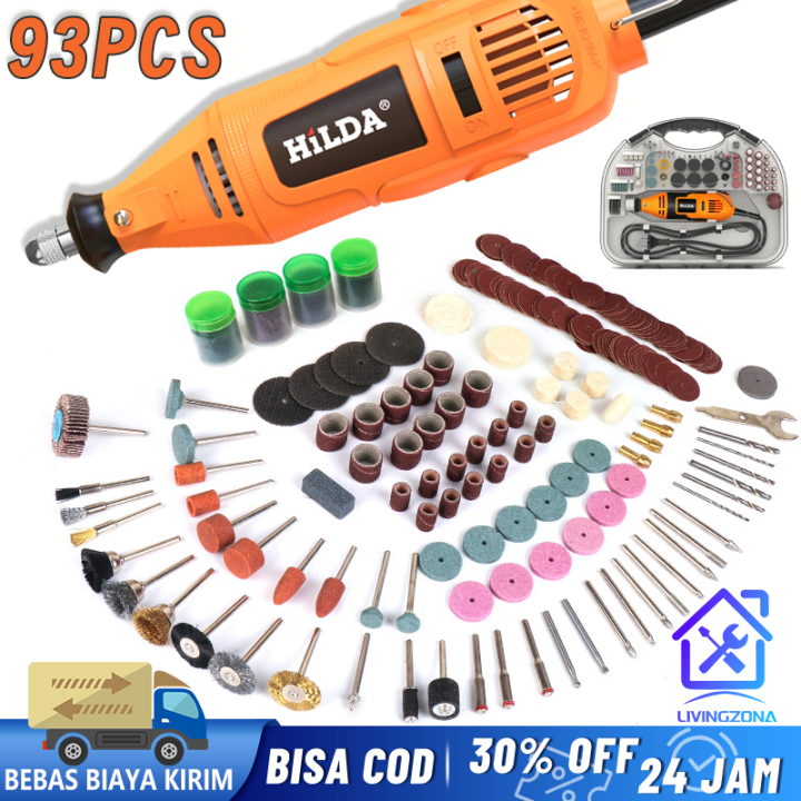 GERINDA BOR TUNER LISTRIK SET 93PCS LISTRIK CORDLESS BOR GRINDER MINI ...