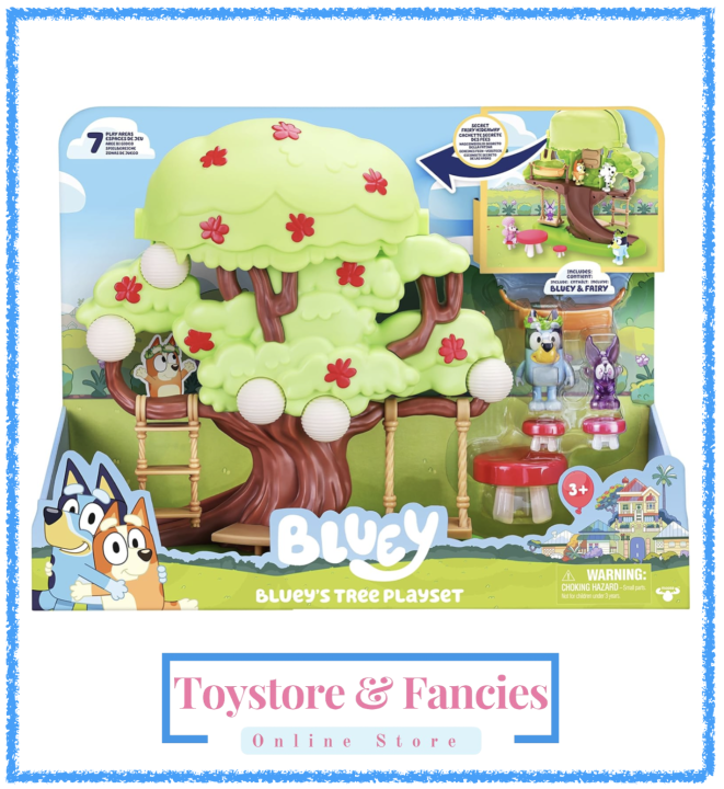 🇬🇧 Bluey Treehouse Playset with 2 Figures (Flower Crown Bluey Figure ...