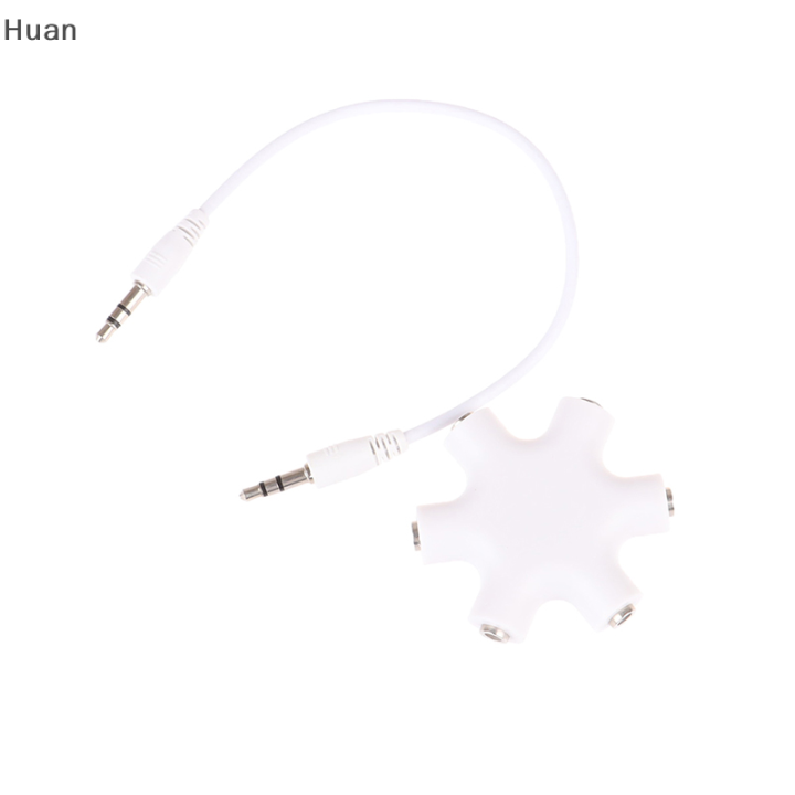 Huan 6*3.5mm Way Multi Port Hub Aux Headphone jack Splitter Audio Cable ...