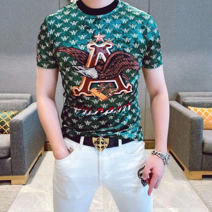 FULAIDA เสื้อยืดแขนสั้นของผู้ชาย,เสื้อยืดคละแบบ2024ฤดูร้อนแนวโน้มแฟชั่น ...