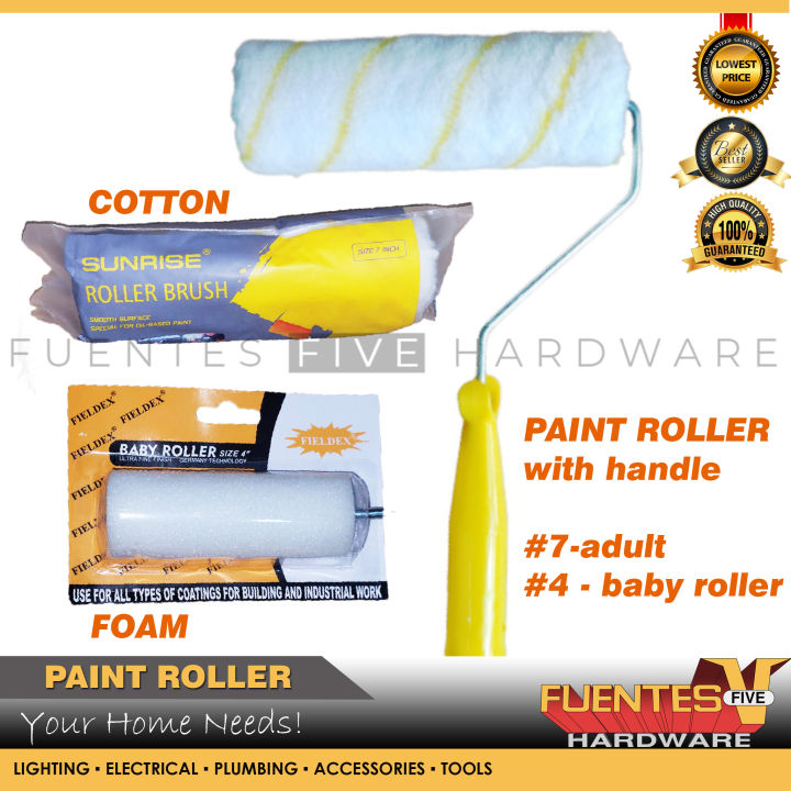 Paint Roller with handle- Big#7 and Baby roller#4 (cotton/foam) | Lazada PH