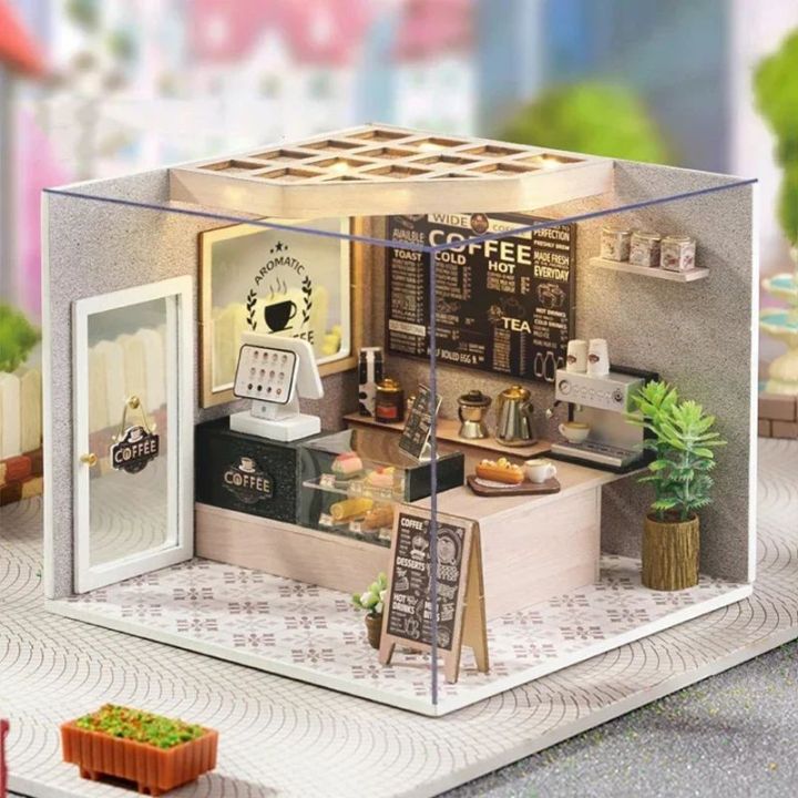 【Freeston】Cutebee DIY Dollhouse Kit with Furniture and Light Coffee ...