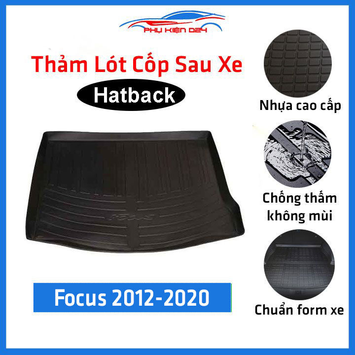 Thảm nhựa lót cốp sau xe ô tô Ford Focus Hatch Back 2012-2020, tấm lót ...
