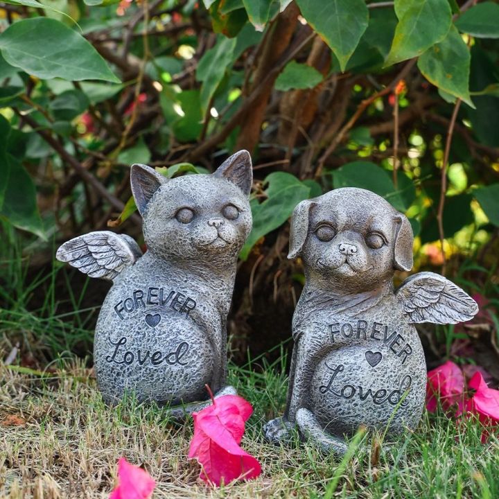 ANIMAL Resin Pet Memorial Statue Stone Finish Weatherproof Pet Memorial ...