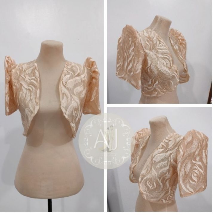 Elegant Modern Filipiniana Bolero full lace beige | Lazada PH