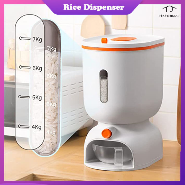 HKStorage 10kg Rice Dispenser Rice Storage Container Cereal Bucket ...