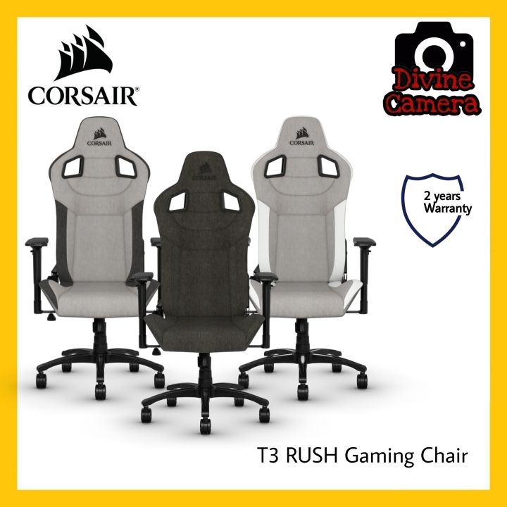 Corsair T3 Rush Gaming Chair with Soft Fabric Exterior (Charcoal/ Gray ...