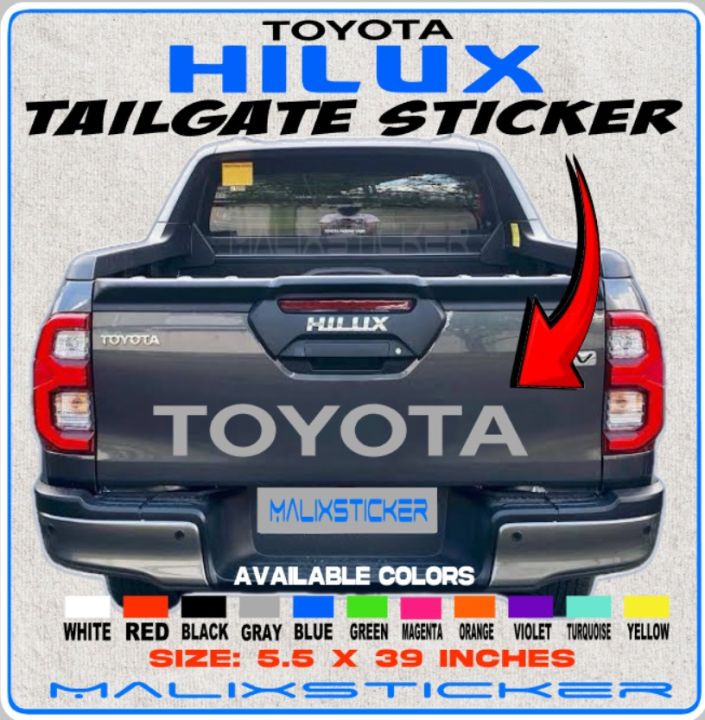 Toyota Hilux / Conquest / Hilux GR tailgate sticker decals TOYOTA solid ...