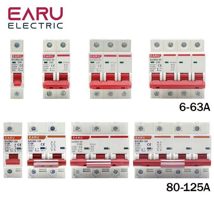 DC 1000V 1P 2P 3P 4P Solar Mini Circuit Breaker Overload Protection Switch6A~63A/80A 100A 125A ...
