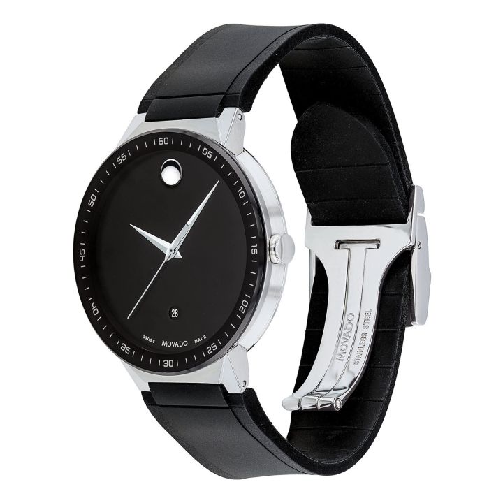 Movado Men's Swiss Sapphire Black Rubber Strap Watch 41mm (Model ...