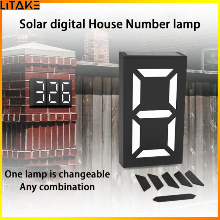Litake Solar Led House Number Sign Wall Mounted Rgb Digital Address ...
