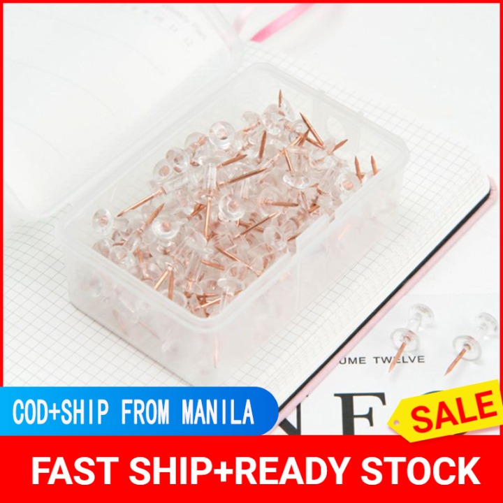 50pcs Transparent Rose Gold Push Pins Thumb Thumbtack Board Pins ...