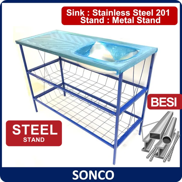 [READY STOCK] Stainless Steel Sinki Dapur Set / Steel Besi Sink Stand ...