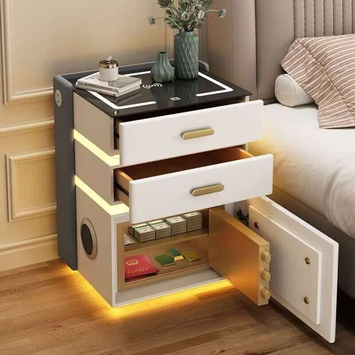 Intelligent bedside table safe integrated light luxury hidden with ...