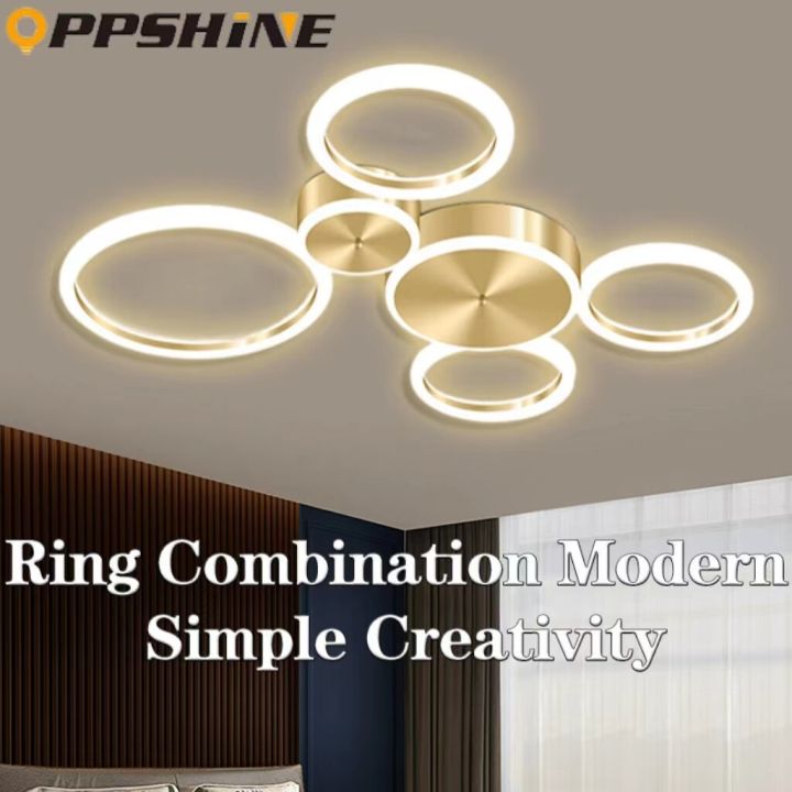 Modern LED Ceiling Light Nordic Gold Round Ring Ceiling Lamp Living ...