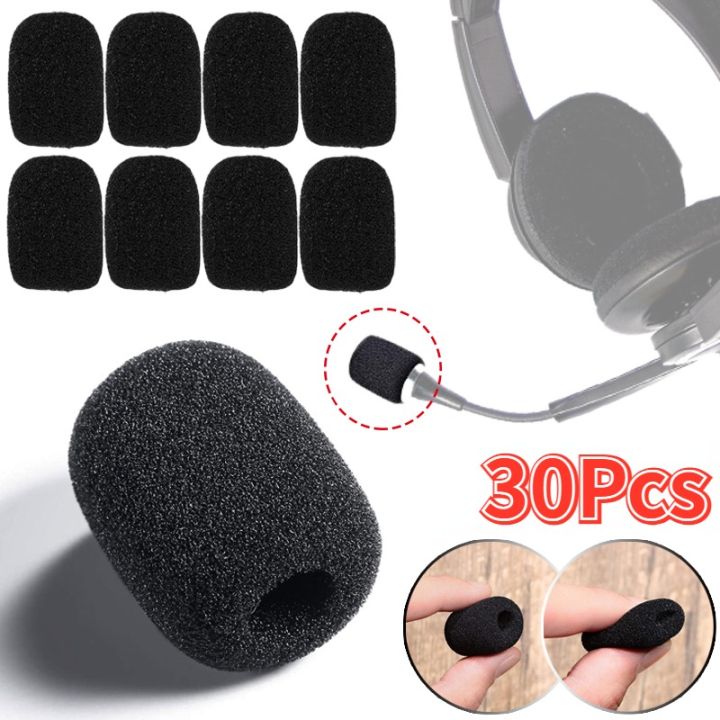 30-10Pcs Universal Black Mini Microphone Cover Foam Headset Microphone ...