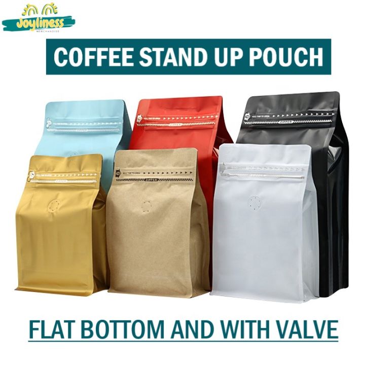 Coffee Stand Up Pouch with Valve and Gusset Type Flat Bottom | Lazada PH