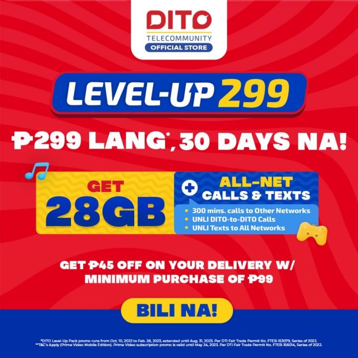 DITO Level-Up SIM Pack 299 with 28GB DATA | Lazada PH