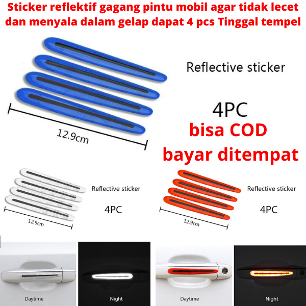 Sticker reflektif gagang pintu mobil agar tidak lecet dan menyala dalam ...