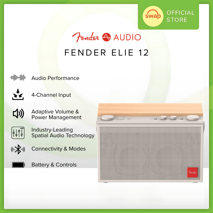 Fender ELIE 12 Portable Bluetooth Speaker Powerful Bass I Two Built-in ...