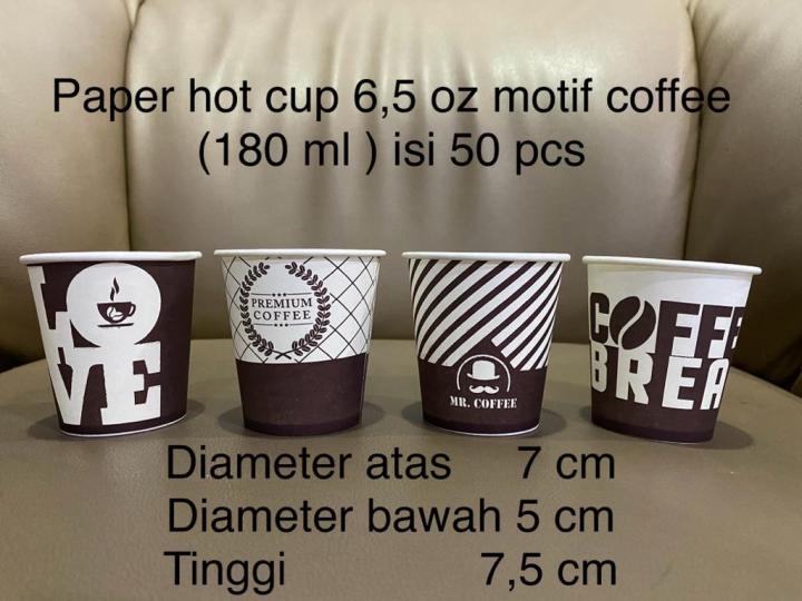 Papercup 6 5 Oz 195ml Gelas Kertas Kopi Paper Cup Motif Coffee Paper