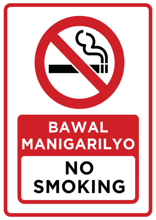 No Smoking /Bawal Manigarilyo Signage laminated A4 size | Lazada PH