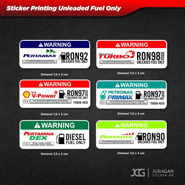 Sticker Printing Unleaded Fuel Only | Lazada Indonesia