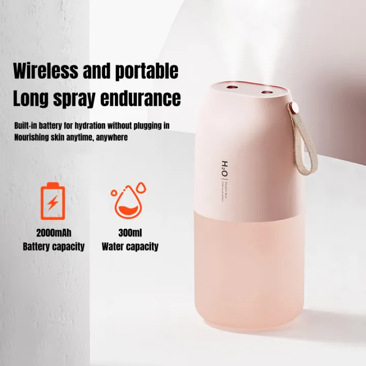 300Ml Dual Sprayer Air Humidifier 2000Mah USB Rechargeable Battery ...