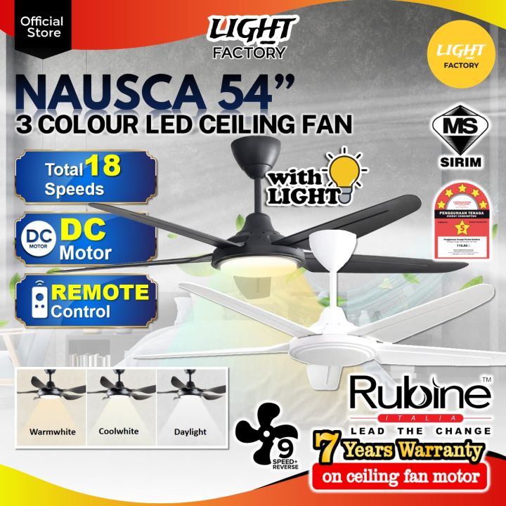🔥SIRIM🔥 NEW MODEL RUBINE NAUSCA 54" 5 Blades DC Motor 9 Speed + Positive Reversal Remote Control ...