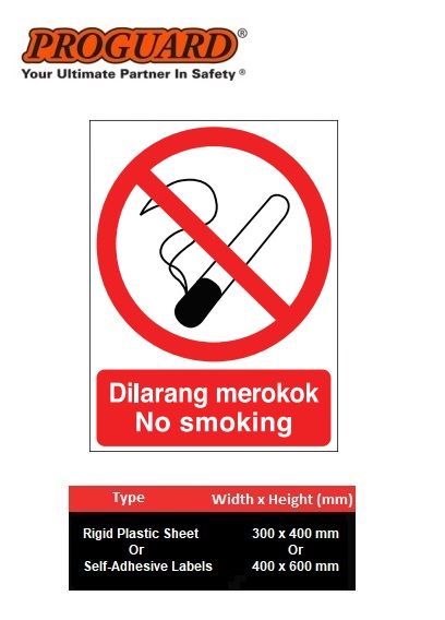 "No Smoking" Prohibition Safety Sign Indoor Outdoor Building Plastic ...