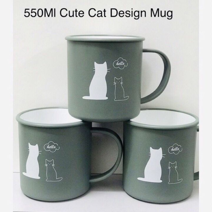【Ready Stock 】 550ml Plastic Melamine Hello Cat Mug cawan Kucing design ...