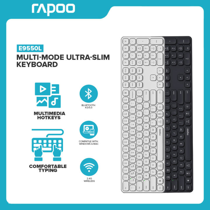 Rapoo E9550L Ultra-Slim Multi-Mode Wireless Keyboard US - Dark Grey | Lazada PH