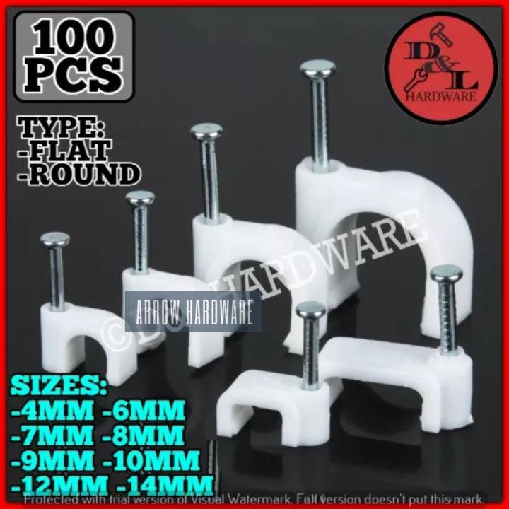 100PCS ROUND TYPE CABLE CLIPS PVC | Lazada PH