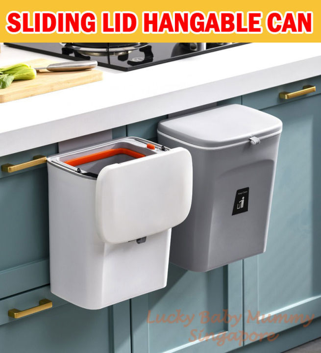 Kitchen Hanging Dustbin with Lid Countertop Compost Bin Garbage ...
