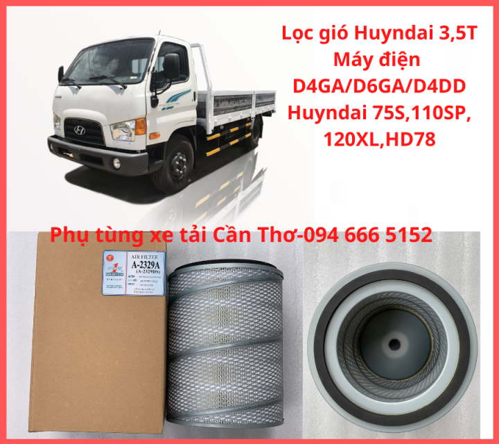 Lọc gió Hyundai 3,5T máy điện D4GA, D6GA, D4DD- Mighty 75S, 110SP ...